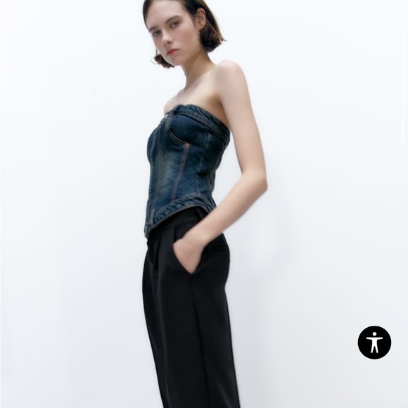 Zara | Tops | Zara Denim Trf Corsetryinspired Top | Poshmark